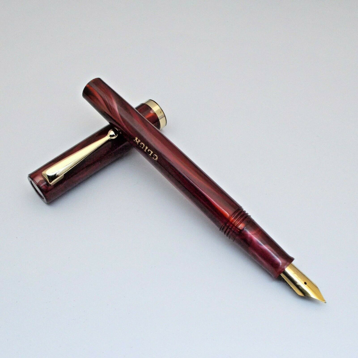Click Bamboo Marble Eyedropper Fountain Pen - Wine Red Marbd| kiwipens ...